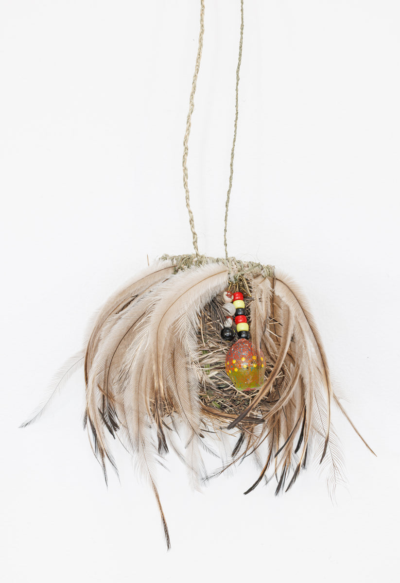 Sandra Scott, Dillybag with Emu Feather – Umi Arts